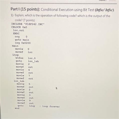 Solved Part I 15 Points Conditional Execution Using Bit