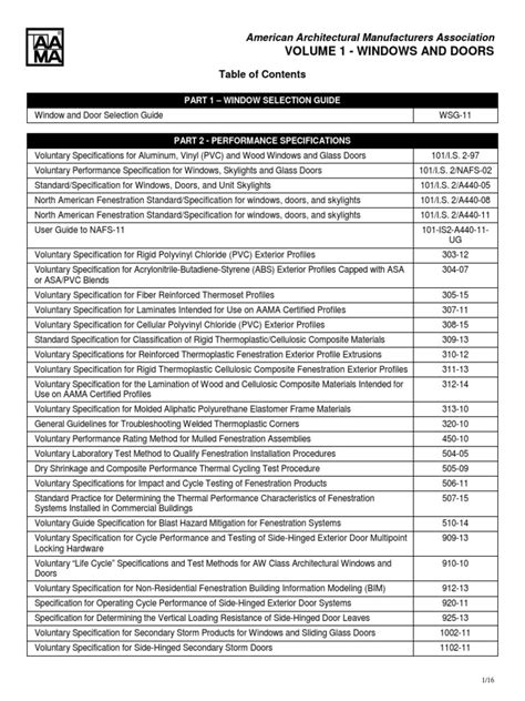 Aama Standards Windows And Doors Pdf Window Wall