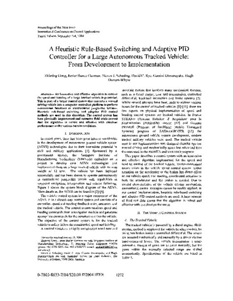 Pdf A Heuristic Rule Based Switching And Adaptive Pid Controller For