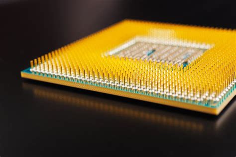 Processor Microprocessor CPU Of A Desktop Or Laptop Lies On Dark Surface Close Up
