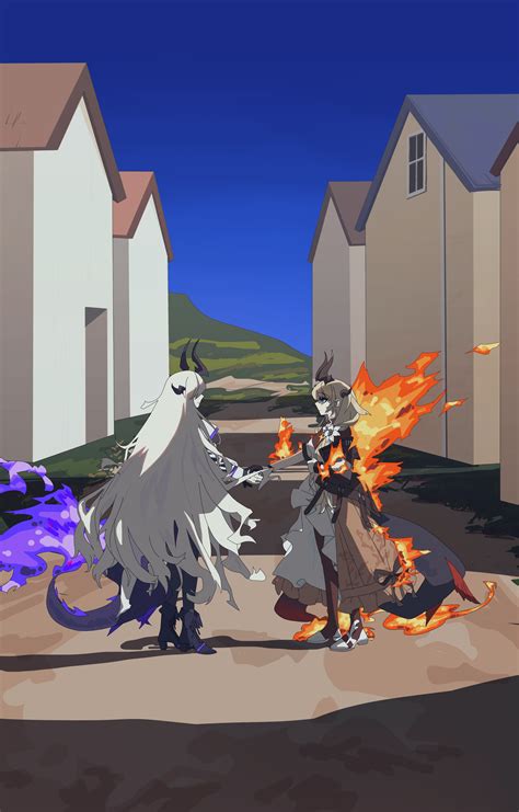 Reed Reed The Flame Shadow And Eblana Arknights And 2 More Drawn By