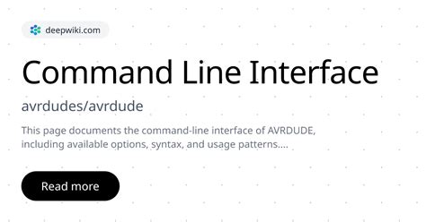 Command Line Interface Avrdudesavrdude Deepwiki