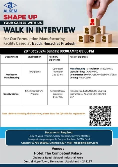 alkem laboratories walk in interview for qa qc production