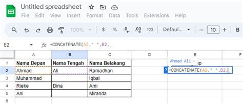 Rumus Fungsi Concatenate Tutorial