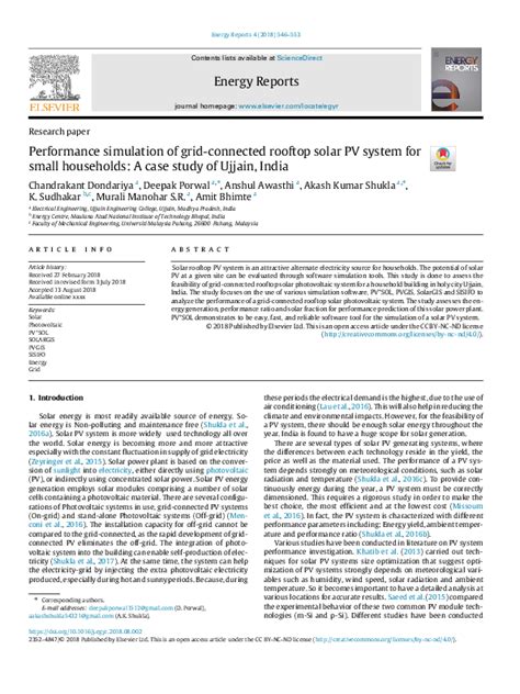 Pdf Performance Simulation Of Grid Connected Rooftop Solar Pv System For Small Households