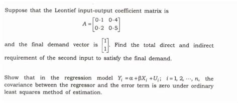 solved suppose that the leontief input output coefficient