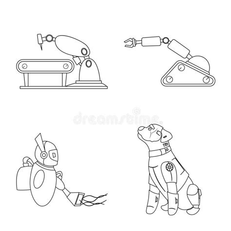 Vector Design Of Robot And Factory Symbol Collection Of Robot And Space Stock Symbol For Web
