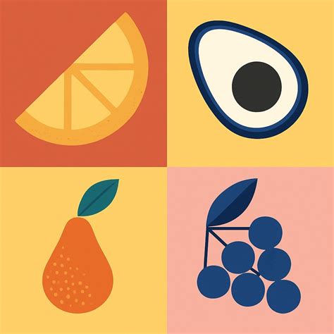 Colorful Fruit And Flower Minimalist Grid Illustration Pattern Playground