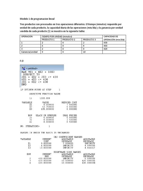Modelo 1 De Programacion Lineal Pdf Programación Lineal Comida Y Bebida