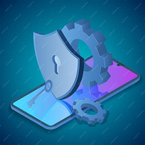 Premium Vector Isometric Image Of A Secure Internet Data Security Protection From Viruses And