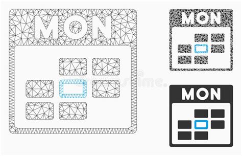 Monday Calendar Grid Vector Mesh Wire Frame Model And Triangle Mosaic Icon Stock Vector