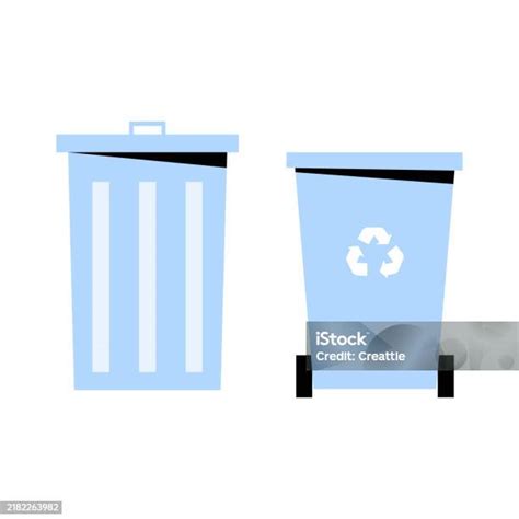 일반 및 재활용 가능한 폐기물에 대한 쓰레기통 폐기물 분리 및 재활용 인식을 상징하는 평면 벡터 일러스트 레이 션 흰색 배경에 고립되어 있습니다 0명에 대한 스톡 벡터 아트