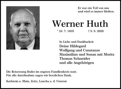 Werner Huth Pietät Eckhard Unger