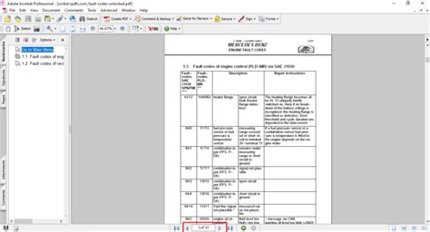 Mercedes Benz Engine Fault Codes