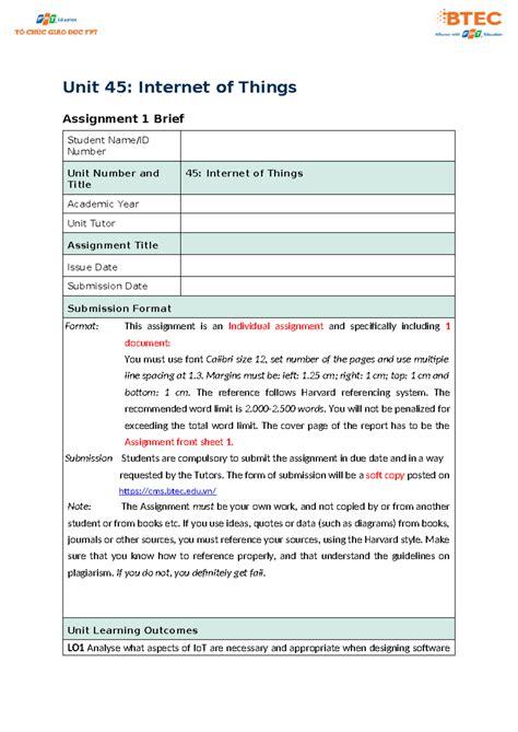 45 Io T Assignment 1 Brief Unit 45 Internet Of Things Assignment 1
