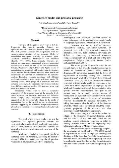 Pdf Sentence Modes And Prosodic Phrasing