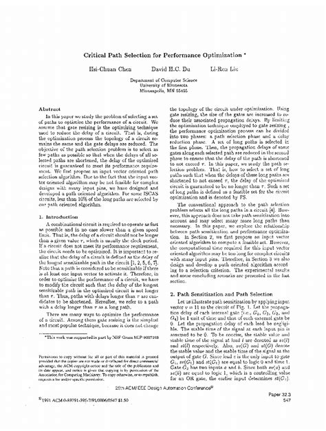 Critical Path Selection For Performance Optirnization Ieee Conference Publication Ieee Xplore