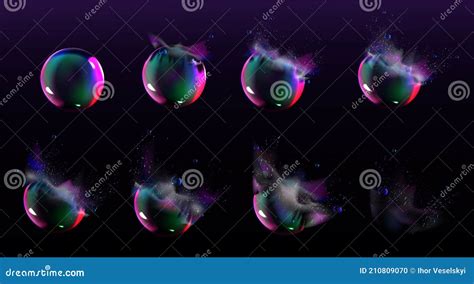 Soap Bubble Burst Sprites For Game Or Animation Stock Vector Illustration Of Transparent