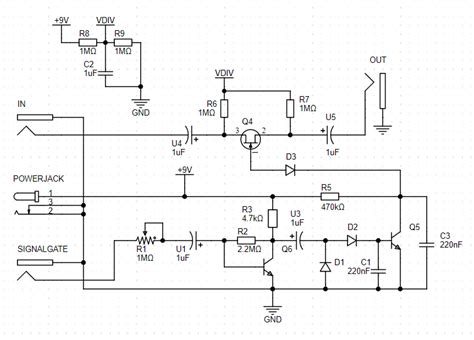 Circuit Design Gate Switching Guitar Signal Gate Controlled By Another Signal Electrical