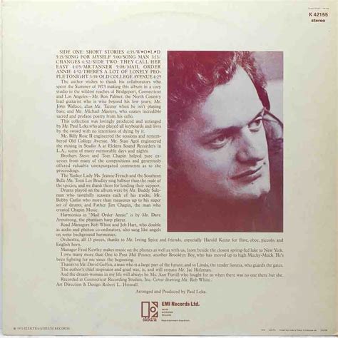 Harry Chapin Short Stories Raw Music Store