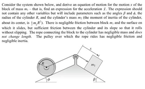 solved consider the system shown below and derive an equation of