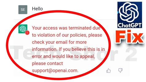 Chatgpt Fix Your Access Was Terminated Due To Violation Of Our Policies