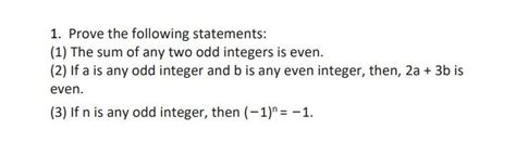 Solved 1 Prove The Following Statements 1 The Sum Of Any
