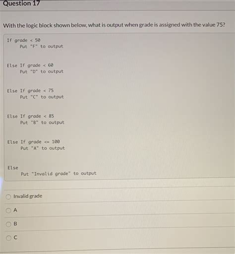 Solved Question 17 With The Logic Block Shown Below What Is