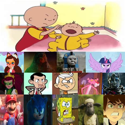 Keanan And Friends Mad At Caillou Pinching Rosie By Raymondrules65 On
