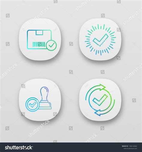 Approve App Icons Set Verification Validation เวกเตอรสตอก ปลอดคาลขสทธ