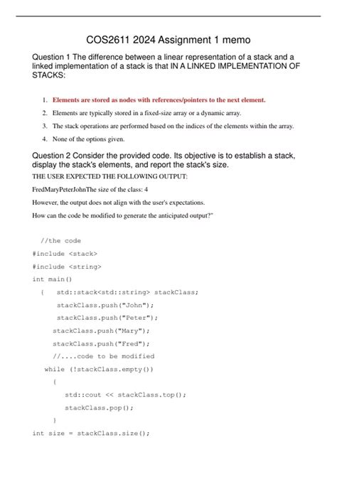 cos2611 assignment 1 2024 memo programming data structures cos2611