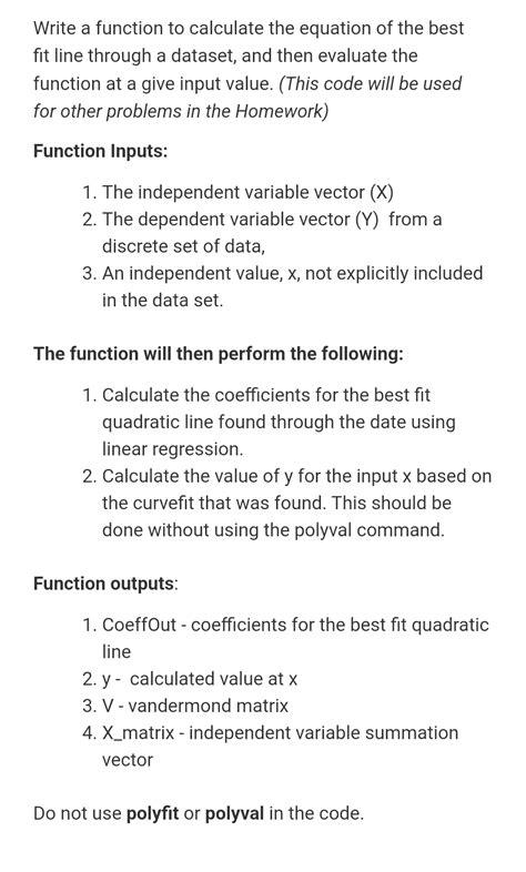 Solved Write A Function To Calculate The Equation Of The Chegg