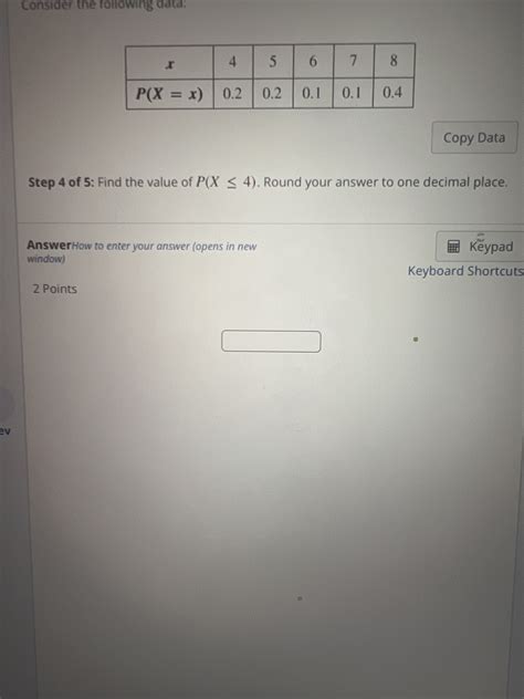 Solved Consider The Following Data Step Of Find The Chegg