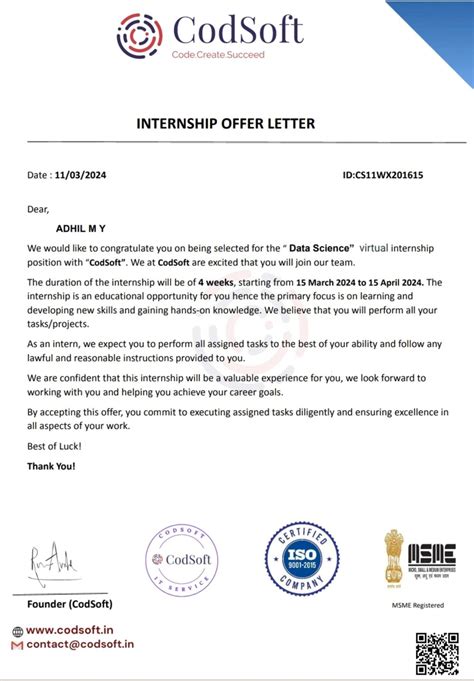 Adhil My On Linkedin Internship Datascience Newbeginnings Excited Codsoft