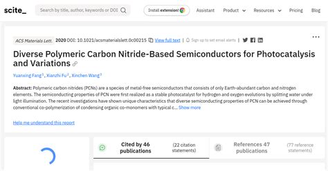 Diverse Polymeric Carbon Nitride Based Semiconductors For Photocatalysis And Variations Scite