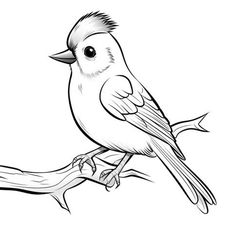 Premium Ai Image Tufted Titmouse Adorable Art Hand Drawn Cute