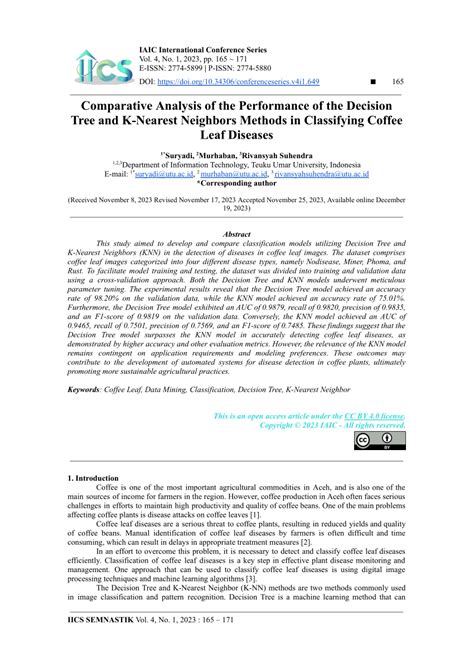 Pdf Comparative Analysis Of The Performance Of The Decision Tree And K Nearest Neighbors