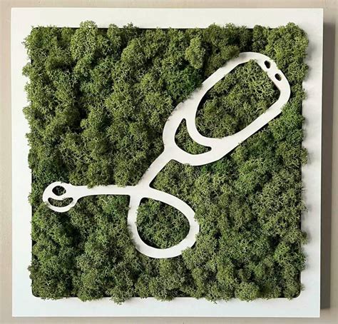 Подарък за лекар със скандинавски мъх Пано Ръчно изработени ”Лекарски слушалки” със ск