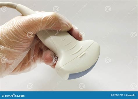 Modern Convex Abdominal Ultrasound Probe Placed On USG Control Panel Royalty Free Stock