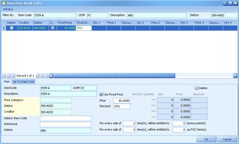 autocount accounting item selling price does not follow datatree