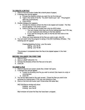 Fillable Online TO CREATE A ZIP FILE Fax Email Print PdfFiller