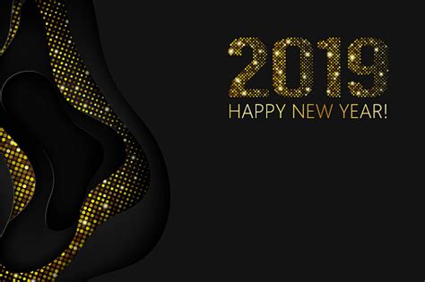 깊은 종이 예술 만화 검은 추상 파도 크리스마스와 새 Yeaar 종이 배경 개척 현대 종이 접기 디자인 서식 파일입니다 벡터 일러스트입니다 3d 종이 레이어 황금 하프톤