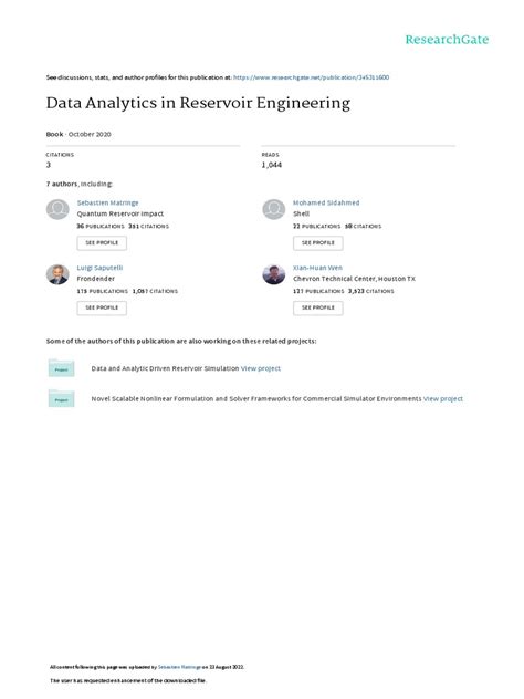 Spe Data Analytics In Reservoir Engineering Pdf Analytics Data Analysis