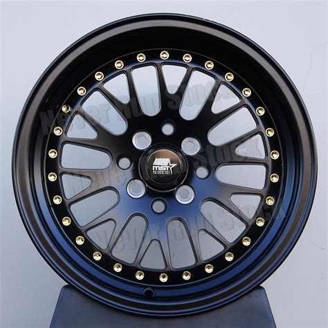 MST MT X X OFFSET MATTE BLACK MESH W GOLD RIVET TUNER WHEELS EBay