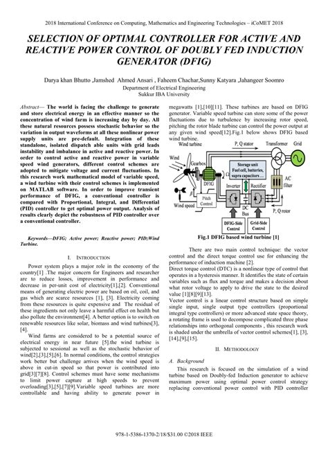 Pdf Selection Of Optimal Controller For Active And Reactive Power