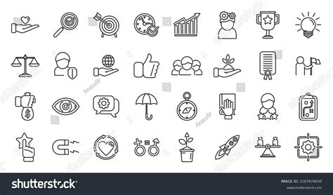 Core Values Icons Set Outline Vector Stock Vector Royalty Free Shutterstock
