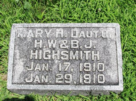 Mary H Highsmith 1910 1910 Find A Grave Memorial