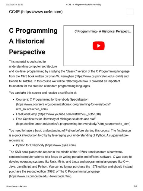C Programming For Everybody 1 12 Pdf C Programming Language