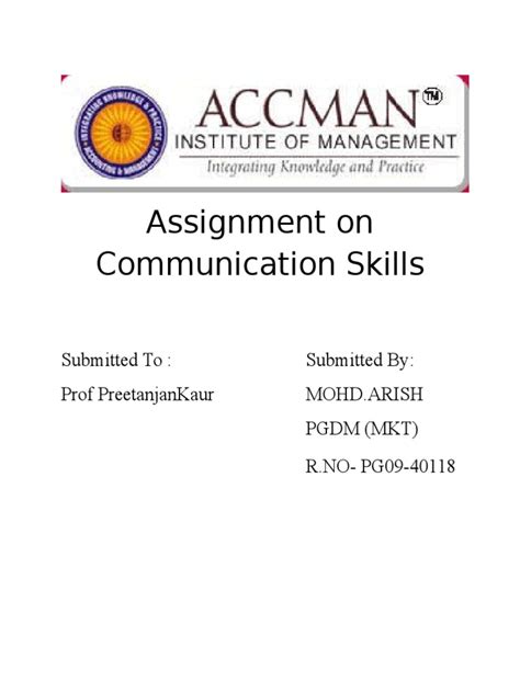 30300718 assignment on communication skills 1 nonverbal communication communication