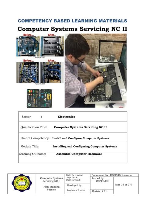 Tesda Tm1 Portfolio Computer Systems Servicing Nc Ii Pdf Technology And Computing
